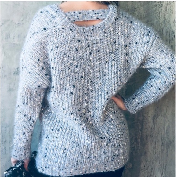 And the Why | Sweaters | Last Grey Lurex Thread Soft Cutout Back ...